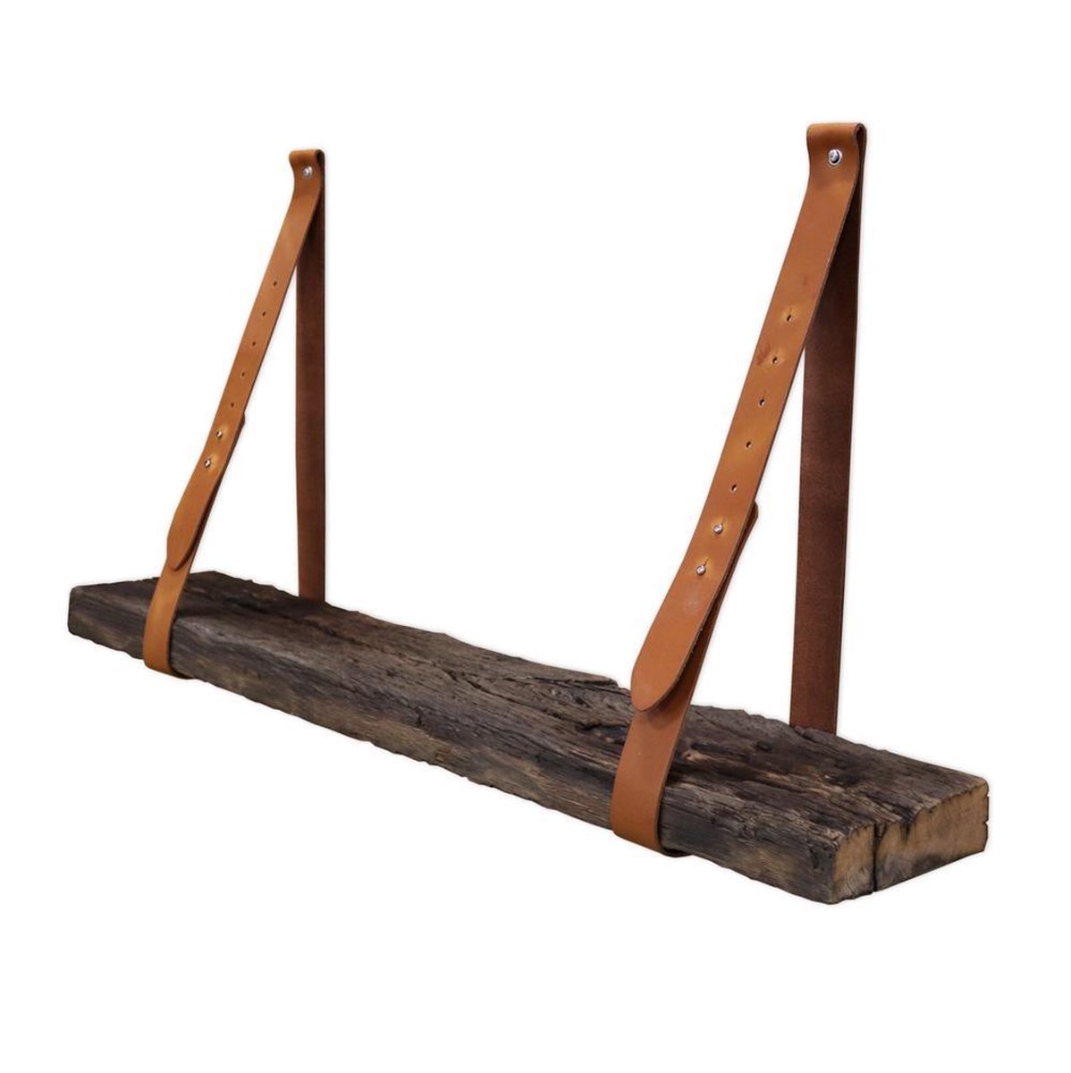 Steigerhoutpassie Leren plankdrager - Cognac - Verstelbaar - Set ...