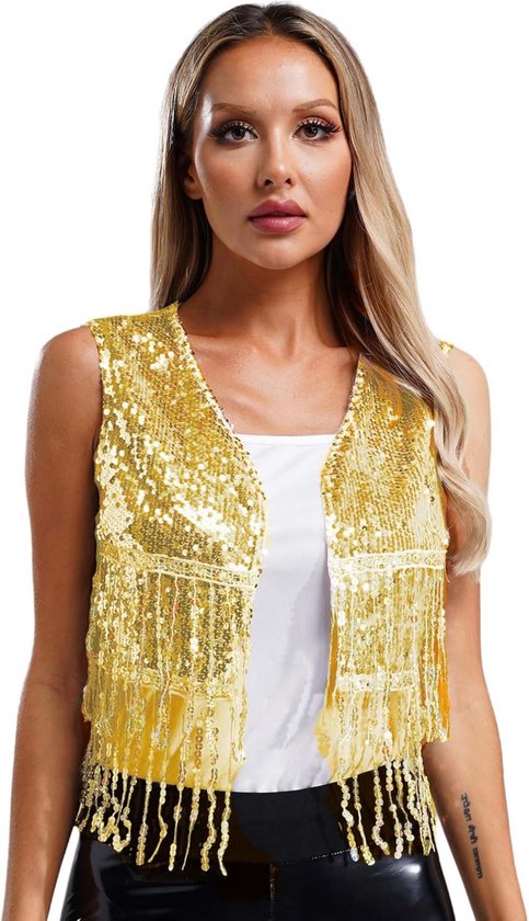 Dames Vest met Pailletten en Franjes voor Feest en Carnaval | bol