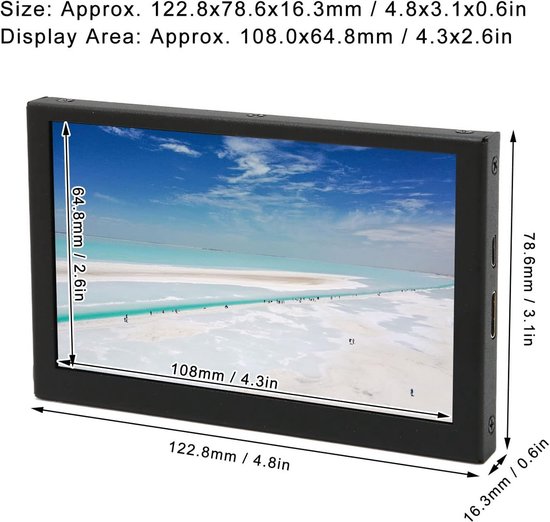 Draagbare Externe Monitor 5 Inch IPS LCD 800x480 met Speakers Mini HDMI ...