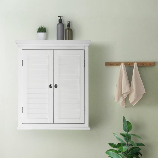 Houten Muurkast met 2 Deuren en Verstelbare Plank voor Badkamer of ...