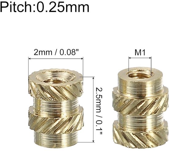 Cocoplus -Moeren - Invoegmoeren - 100 stuks - M1 x 2,5 mm - 3D-printen ...