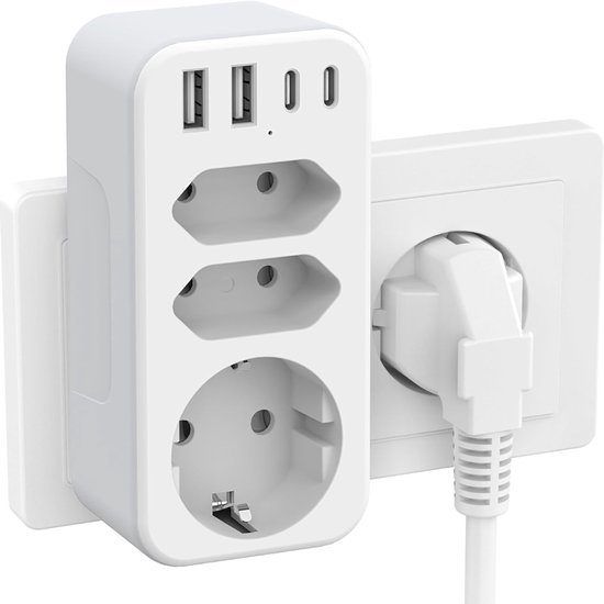 Stekkerdoos met USB - Verdeelstekker - Stopcontact Splitter - Wit | bol