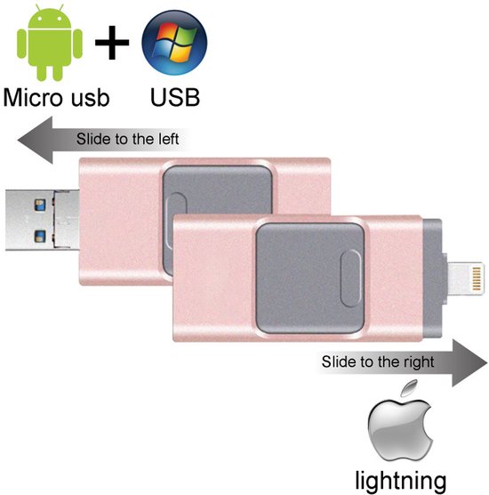 4-in-1 USB-flashdrive/opslagstick voor iPhone, iPad, pc, iOS en Android ...