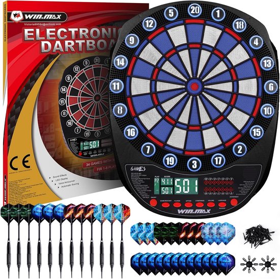 Elektronisch dartbord met LED-display en 34 spellen voor thuis | bol