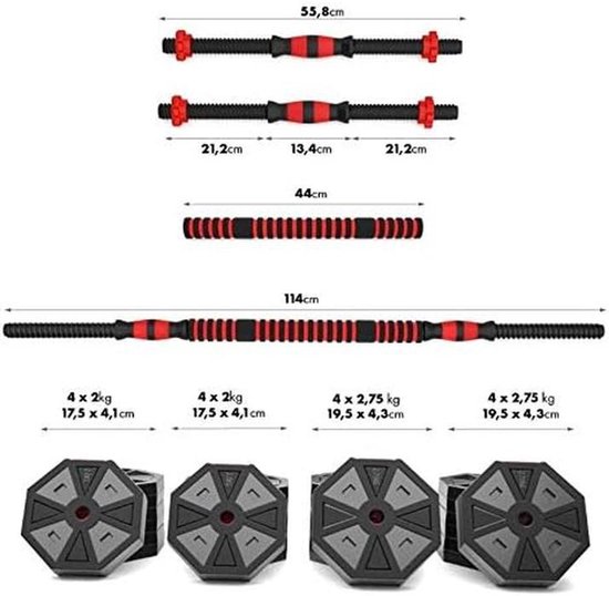 Verstelbare Dumbbell Set met 40 kg Gewichten - Halters en Halterstang ...