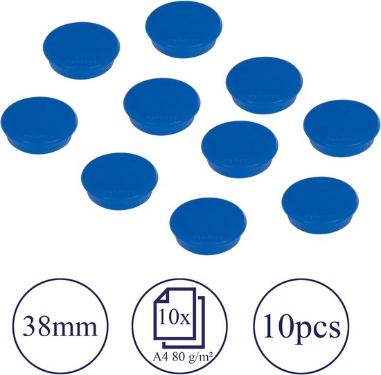Magnets - Plastic - Round - Blue - 38 mm - 10 Count | bol