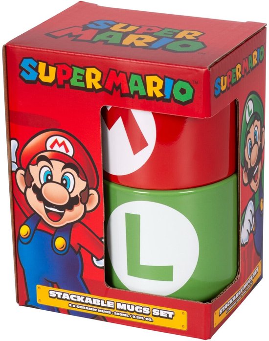 Nintendo - Super Mario - "Mario en Luigi Initiële" Stapelbare Mokken ...
