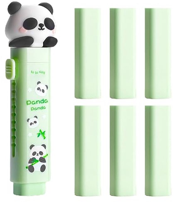 Kawaii Panda Gum Groen - 6 Navulgummetjes voor Schrijven en Tekenen | bol