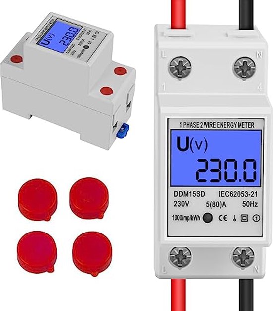 Digitale Stroommeter DIN-Rail voor 1 Fase - LCD KWH Meter 5(80) A | bol