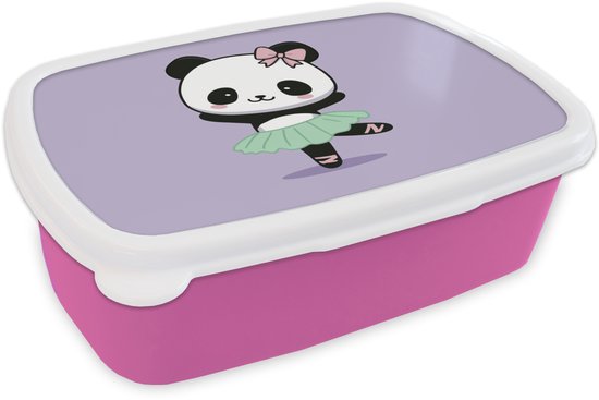 Broodtrommel Roze - Lunchbox Dansende panda - Paars - Sierlijk - Kawaii ...