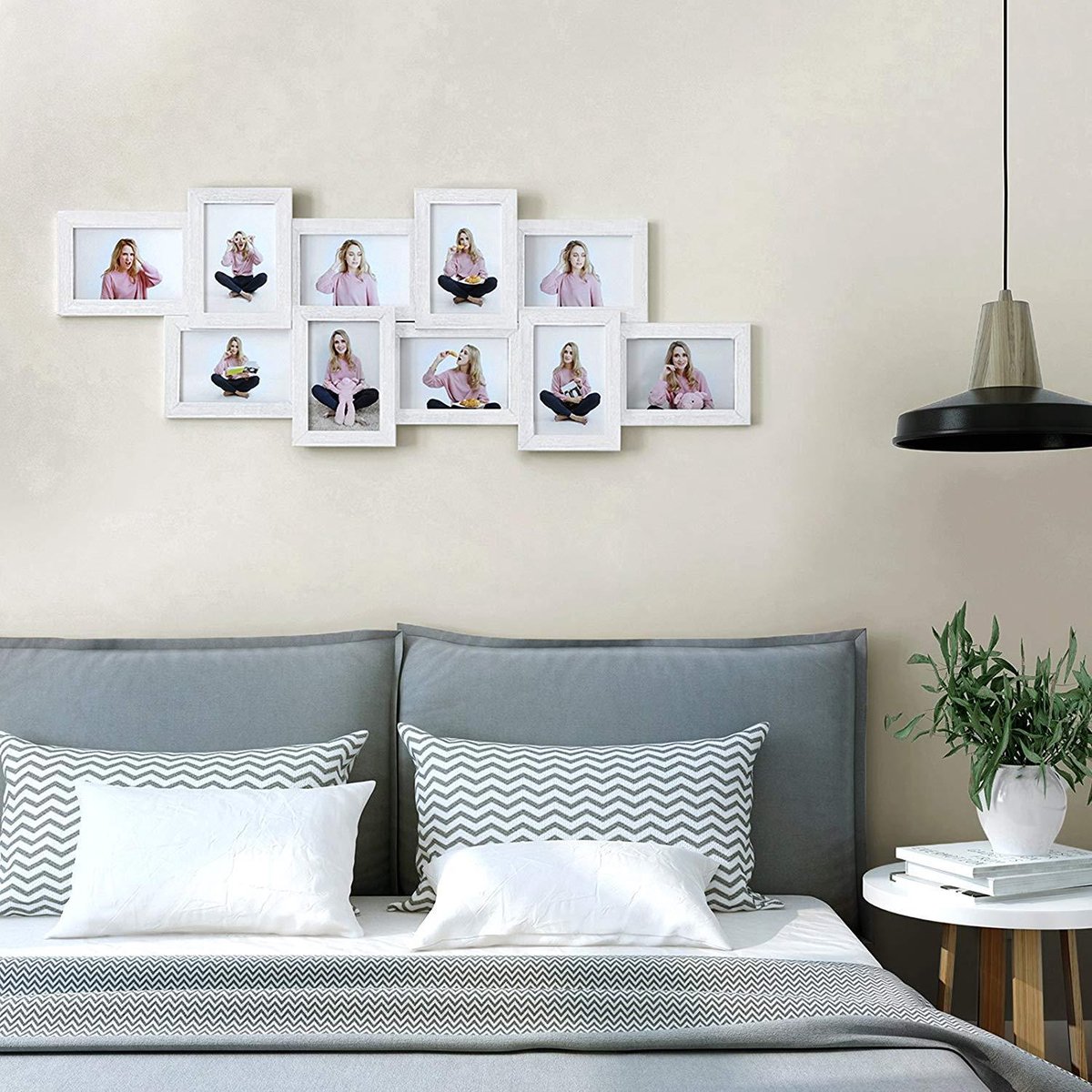 Houten Fotokader Collage voor 10 Foto’s van 10x15cm- 10 aan de Muur op ...