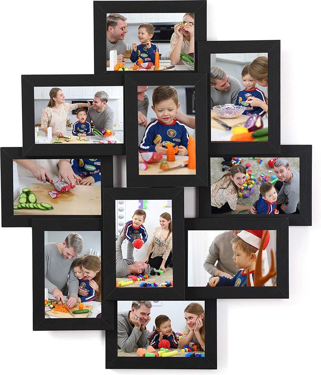 Fotokader Collage voor 10 foto’s van 10x15cm- 10 Gecombineerde Houten ...