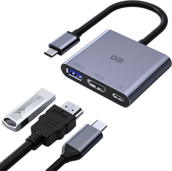 DM - Usb c adapter - hdmi naar usb c - adapter - hdmi splitter- usb hub ...