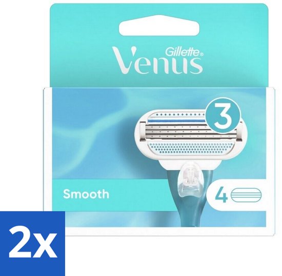 2 x Gillette - Venus Smooth - Gladde scheerbeurt - 4 Navulscheermesjes ...