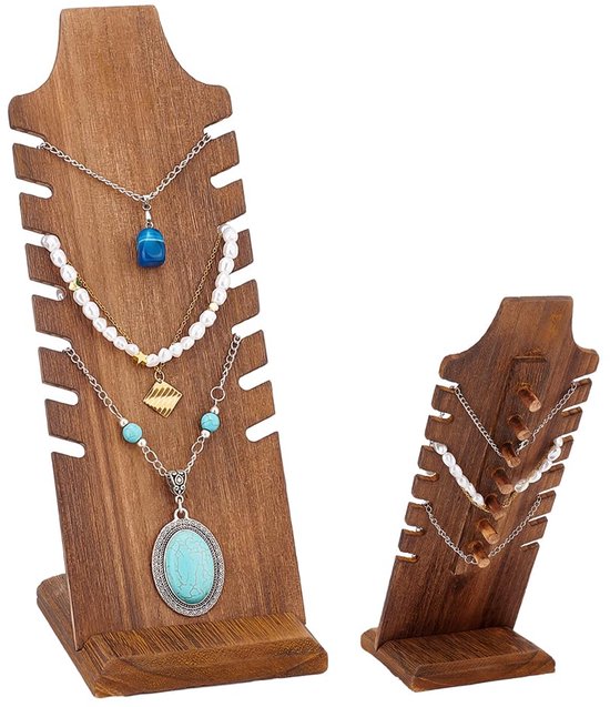Wooden Chain, Jewelry Display Stand for 9 Necklaces, Storage Holder ...