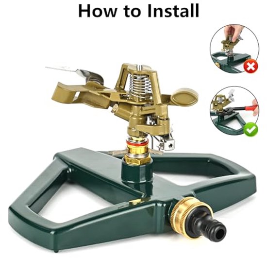 Duurzame Gazonsproeier met Metalen Sokkel 360° Draaibaar voor Tuin en ...