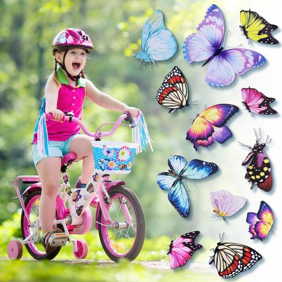 TRANKIELO® – Set van 36 Vlinderstickers Waterdicht – Voor Kinderfiets ...