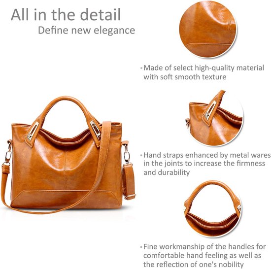 Elegante handtas damestas handtas damestas grote handtas bruine PU tas ...