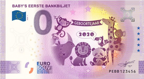 0 Euro biljet Nederland 2020 - Baby's eerste bankbiljet #000666 | bol
