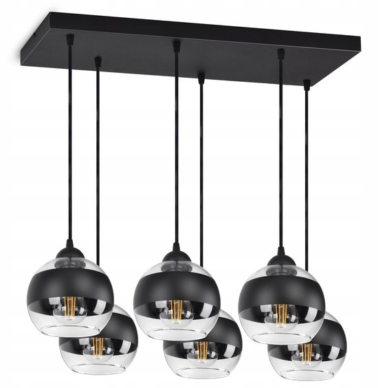 Moderne Zwarte Hanglamp met Glazen Bollen - AZ6 LED E27 | bol