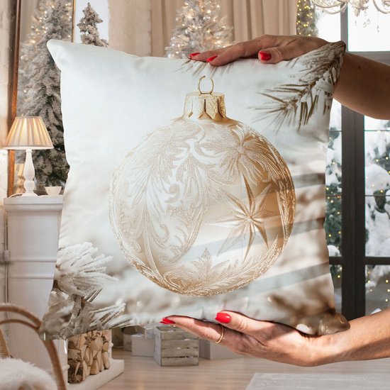 Kerstkussenhoes Fluweel Goud 40x40cm Beige-Goud | bol