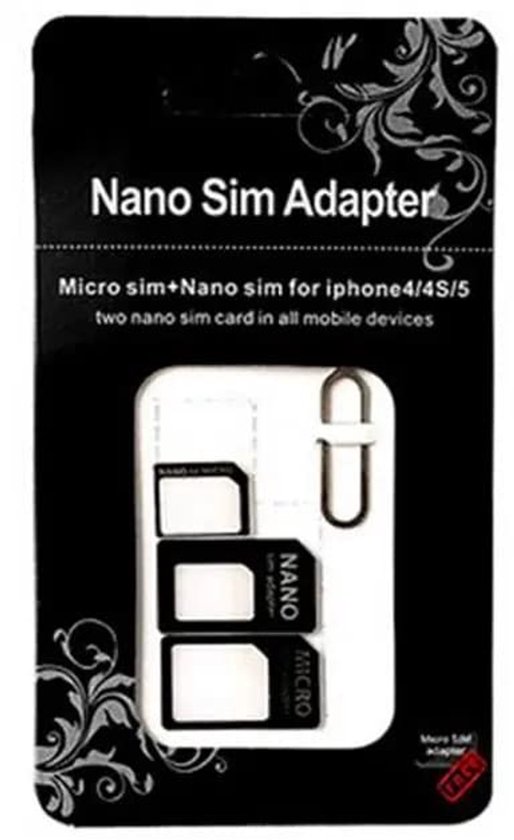 4-in-1 SIM Kaartadapterset voor Smartphone en Tablet - Nano naar Micro ...