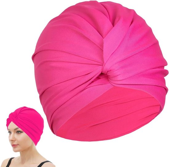 Badmuts voor dames met lang haar - waterdicht - zwemmen en spa - roze ...