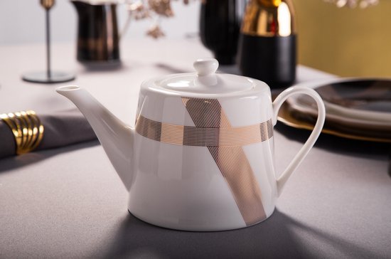 Altom Design Porseleinen Theepot Modern Art 800 ml - Elegant Goud Wit | bol