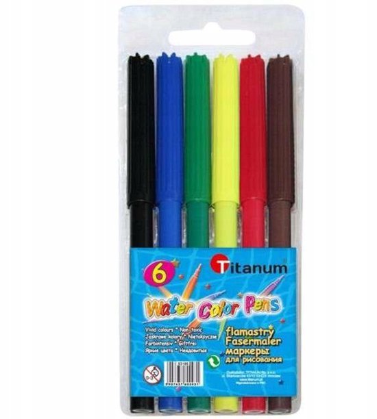 Titanium Stiften Set - 6 levendige kleuren, wasbaar | bol