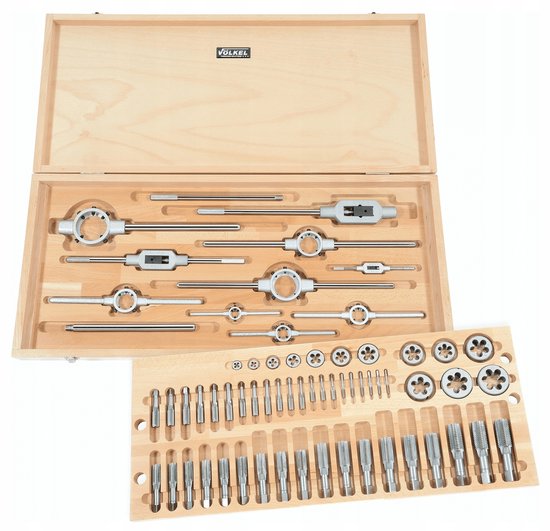 Volkel 62-delige HSS-G Set Hand- & Schroefdraadnijgereedschapf M5-M30 | bol