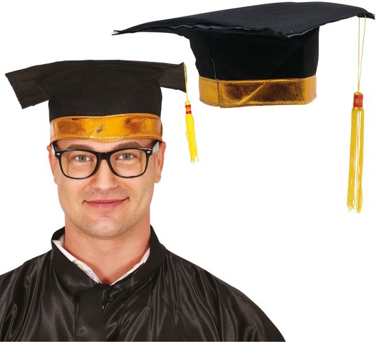 Fiestas Guirca Afstudeer/geslaagd hoedjes - 4x - zwart/goud - diploma ...