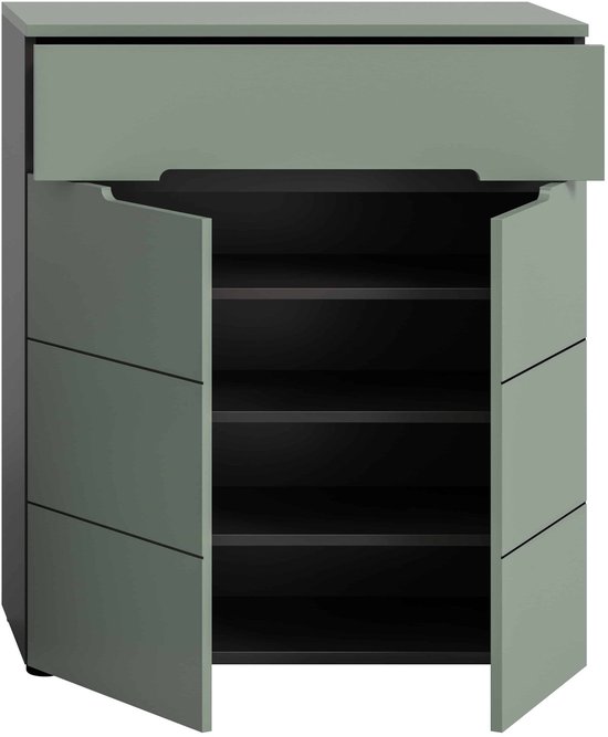 Canu schoenenkast Smoke Green NB Basaltgrijs NB - 37x80x94cm | bol