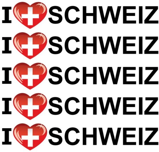 Sticker - 10x - I love Schweiz - 19 x 4 cm - Zwitserland - landenthema ...