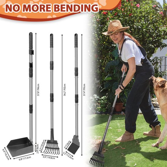 Stunq® Hondenpoep schep 3 in 1 set met lange steel voor eenvoudig ...
