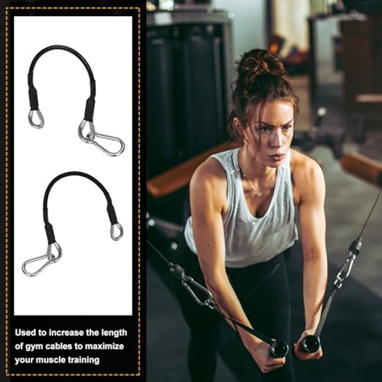 3Pcs Gym Extension Cables+3Pcs Carabiner Hooks, 25cm Extension Cables ...