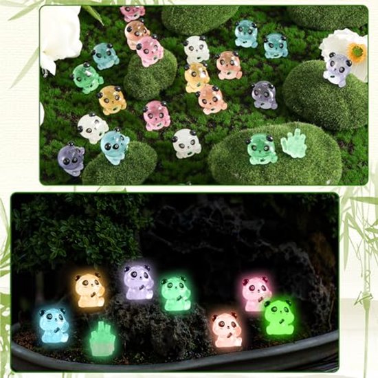 35 Luminous Pandas and 5 Luminous Bamboo Resin Panda Figurines for DIY Crafts and Cake... | bol