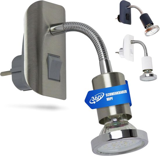Flexibele LED Stekkerlamp met AAN/UIT Schakelaar en GU10 3000K ...