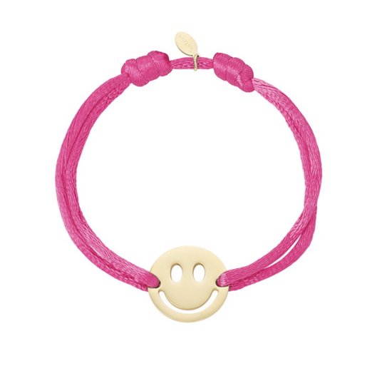 Bijoutheek Armband (Sieraad) Koord Smiley Vriendschap Fuchsia | bol