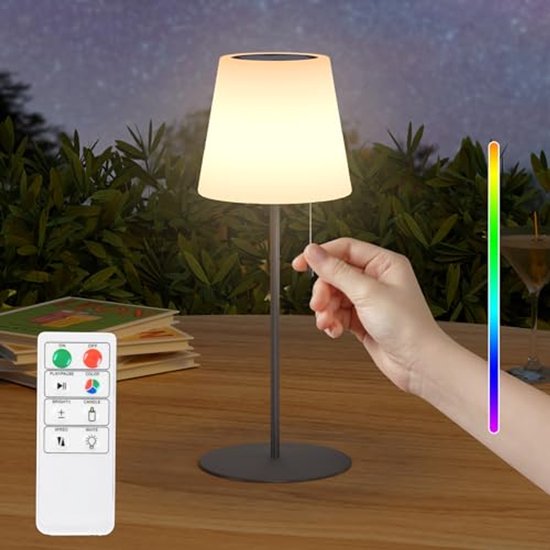 Draadloze 2-in-1 Outdoor Tafellamp met Dimbare Warm Wit en RGB Kleuren ...