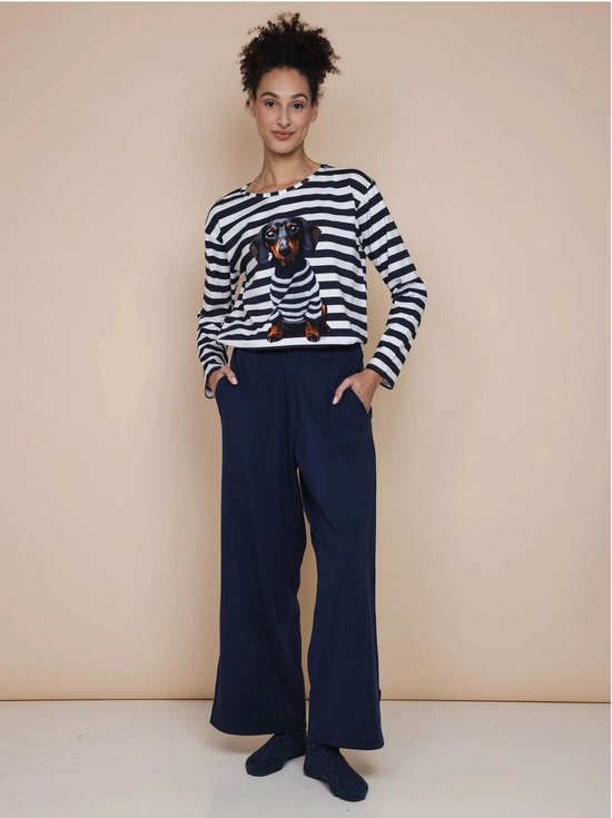Snurk - Dames Sweater en Broek "Pierre" - Donkerblauw Gestreept - S | bol