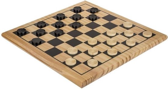 Houten damspel met damstukken en bord 28 x 28 cm - Denkspellen - Dammen ...