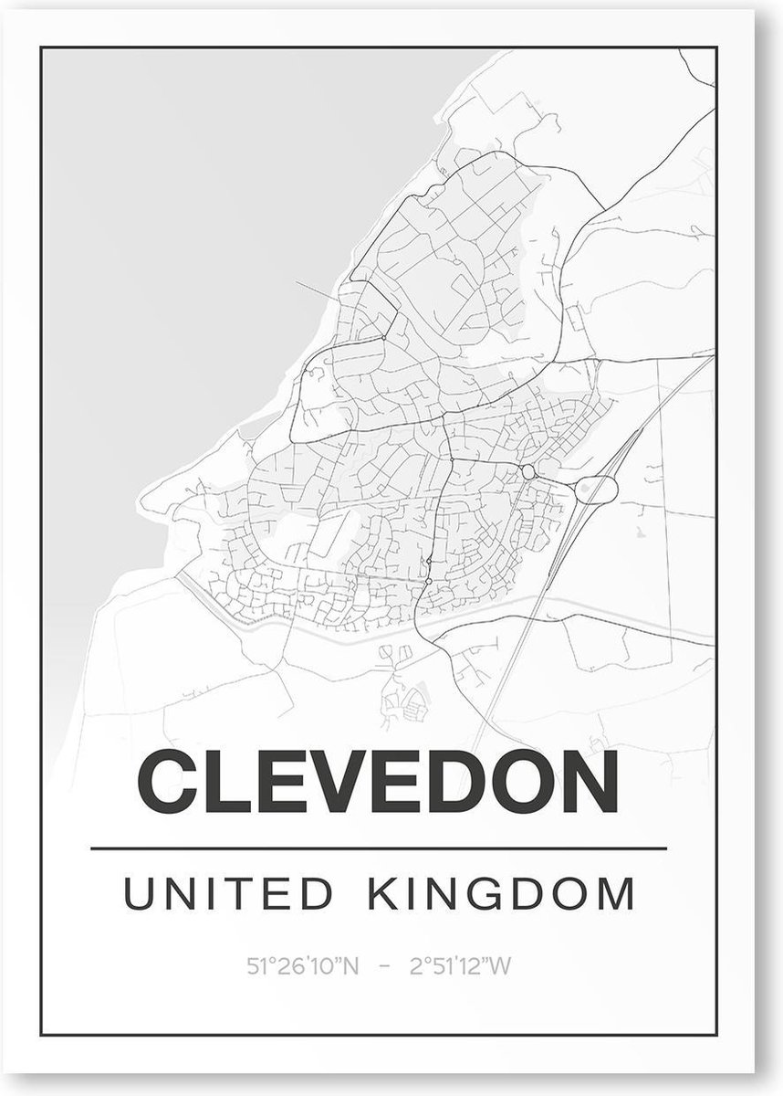 Poster/plattegrond CLEVEDON - A4 | bol.com
