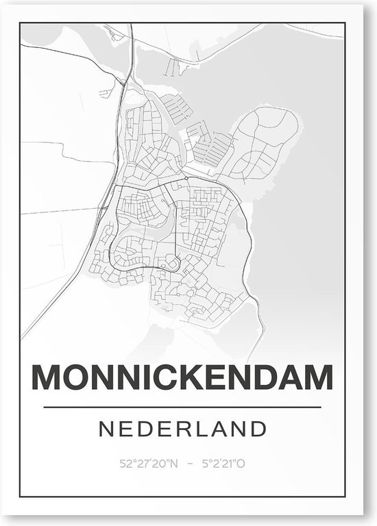 Poster/plattegrond MONNICKENDAM - 30x40cm | bol