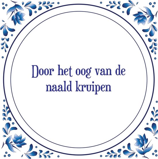 Tegel met spreuk |Spreuktegels | Wanddecoratie | Door het oog van de naald kruipen | bol.com