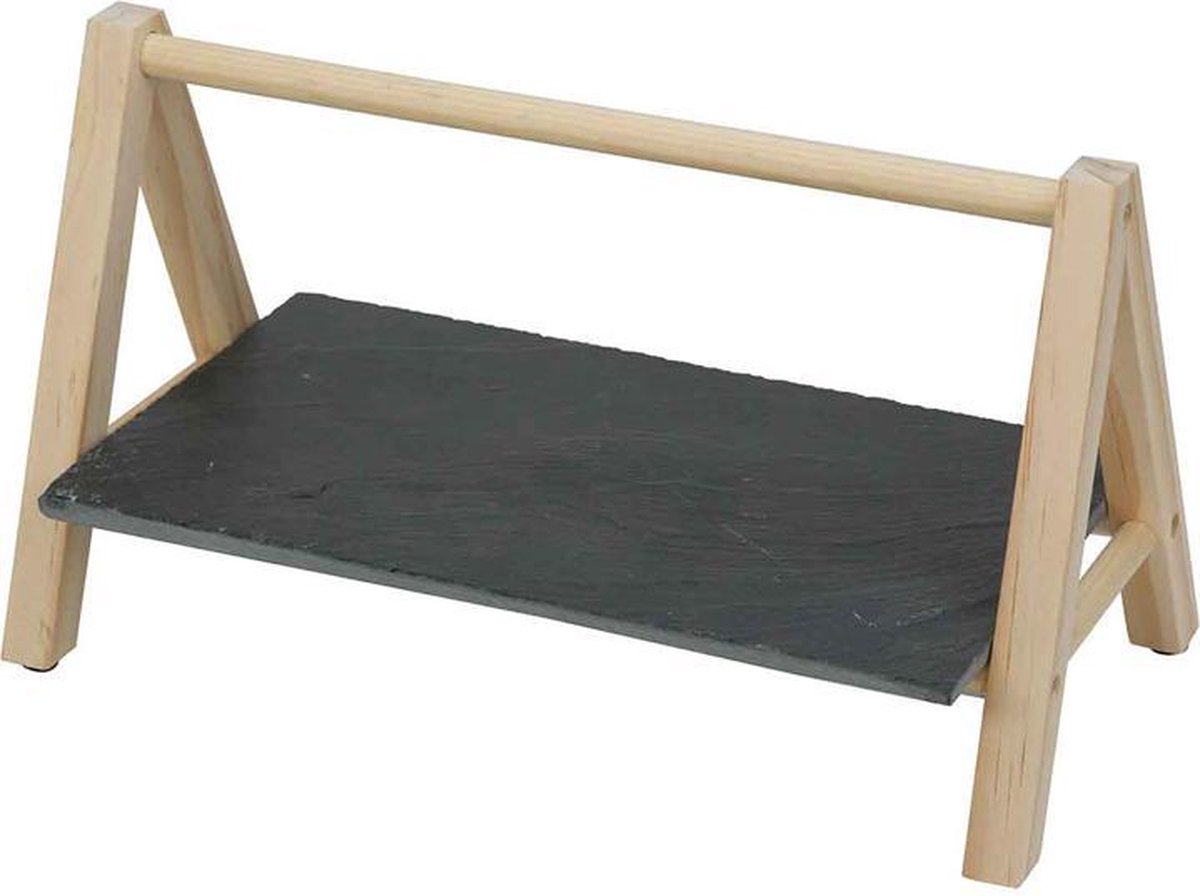 CT Etagere 1-laags, houten staander met leisteen 29x19x14cm | bol.com