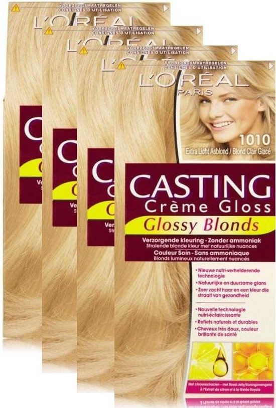 L'Oréal Paris Haarverf Casting Crème Gloss 1010 Xtra Licht Asblond 4 Stuks... | bol.com