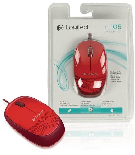 Logitech M105 - Muis - Rood | bol.com