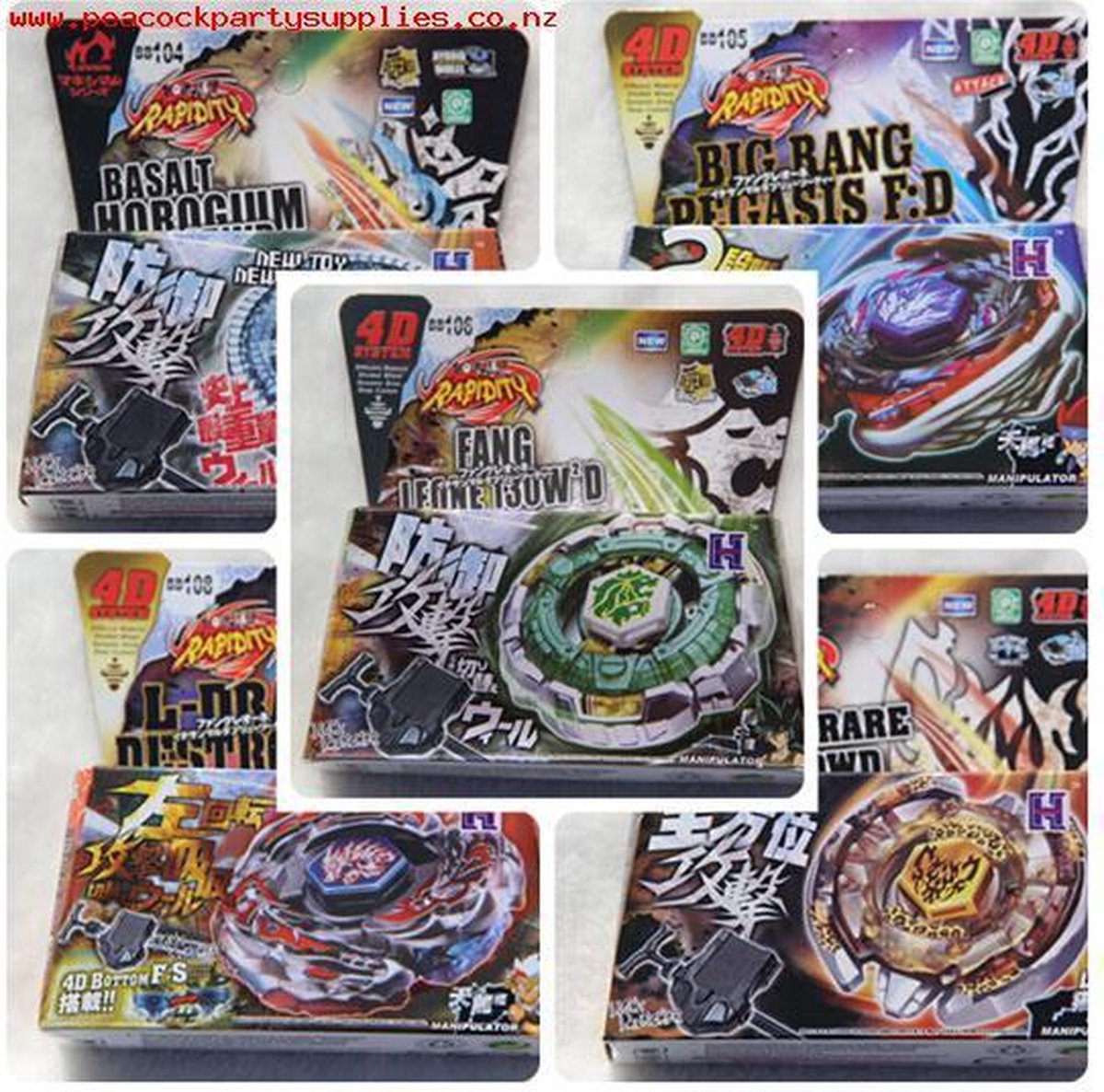 Beyblade Rapidity Fusion Metal SPIN TOL 4D met elk zijn eigen launcher ...