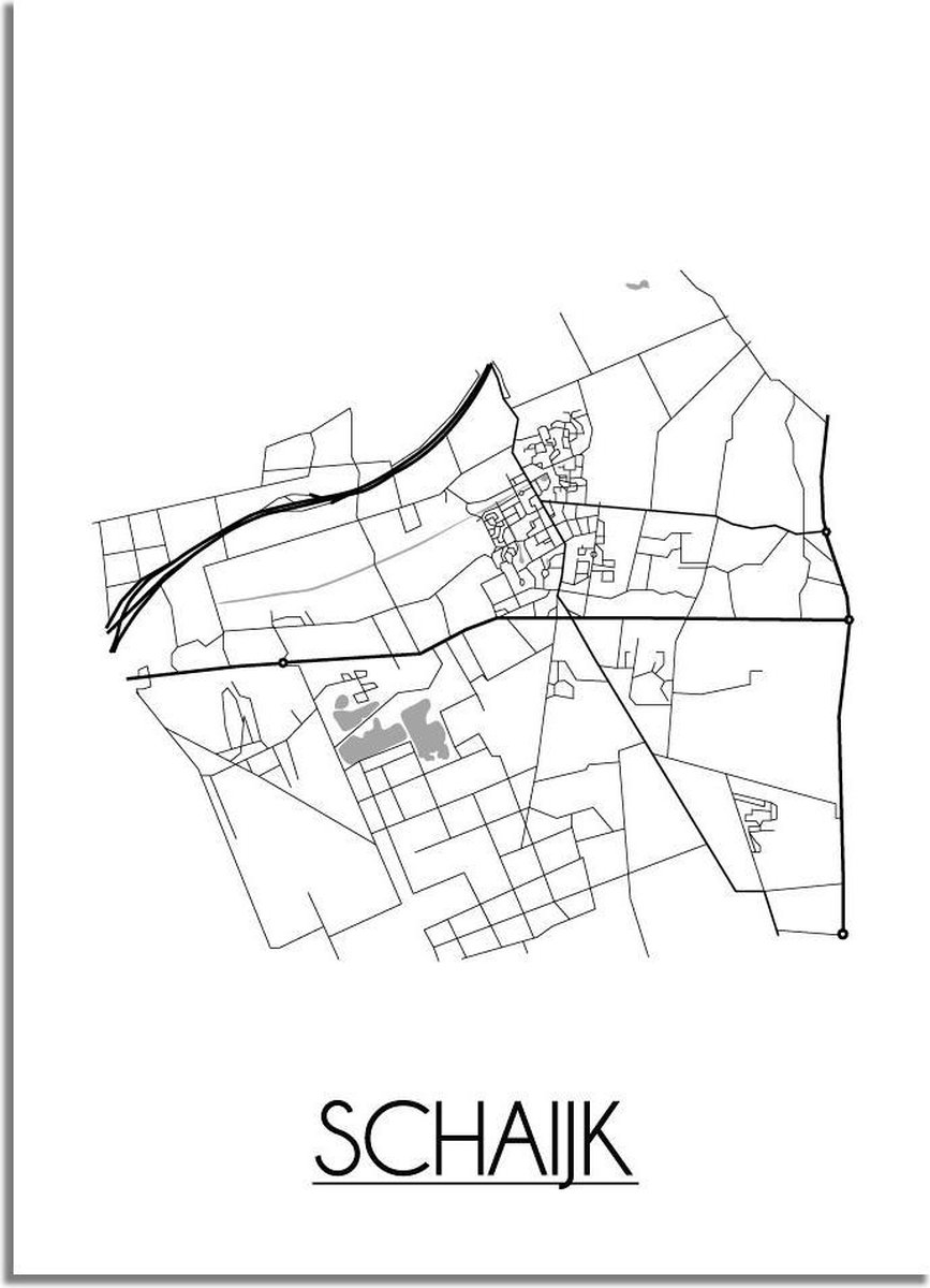 DesignClaud Schaijk Plattegrond poster - A3 + Fotolijst wit (29,7x42cm ...