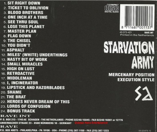 Mercenary Position/Execution Style, Starvation Army | CD (album ...